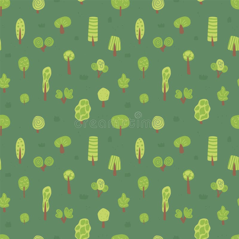 Forest Landscape Seamless Pattern. Trees Endless Background. Park ...
