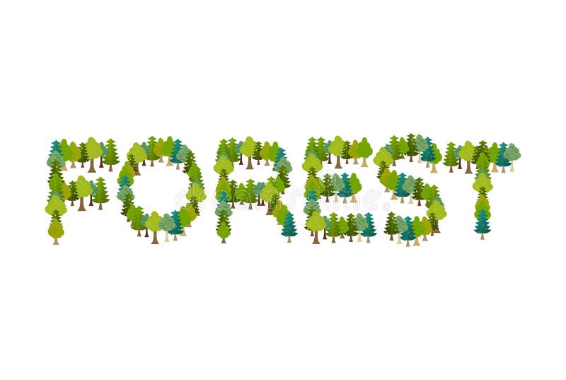 Forest Lettering. Letters from Trees Stock Vector - Illustration of ...