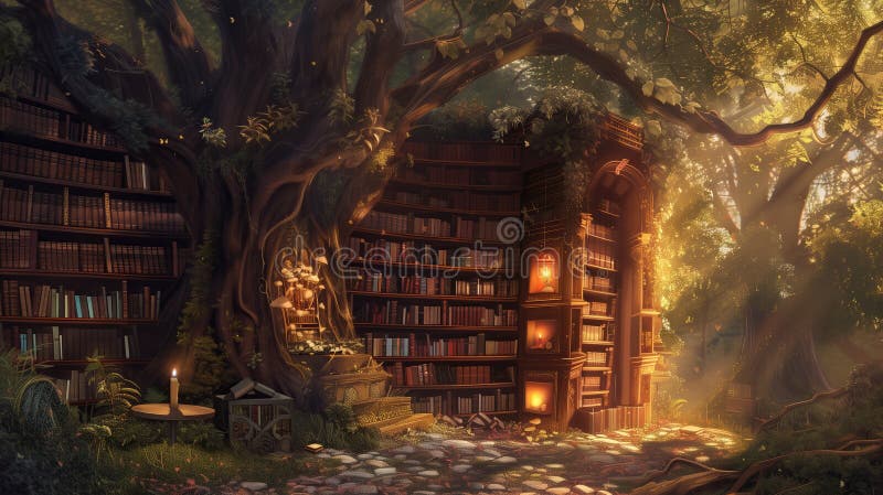 Forest Library stock image. Image of cognition, document - 329539597