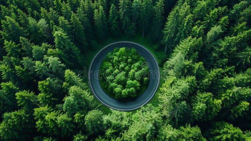 Forest-like Roundabout in Belgium. Circular Road Enclosed in Trees ...