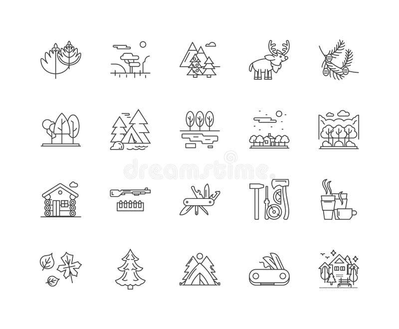 Forest Line Icons, Signs, Vector Set, Outline Illustration Concept ...