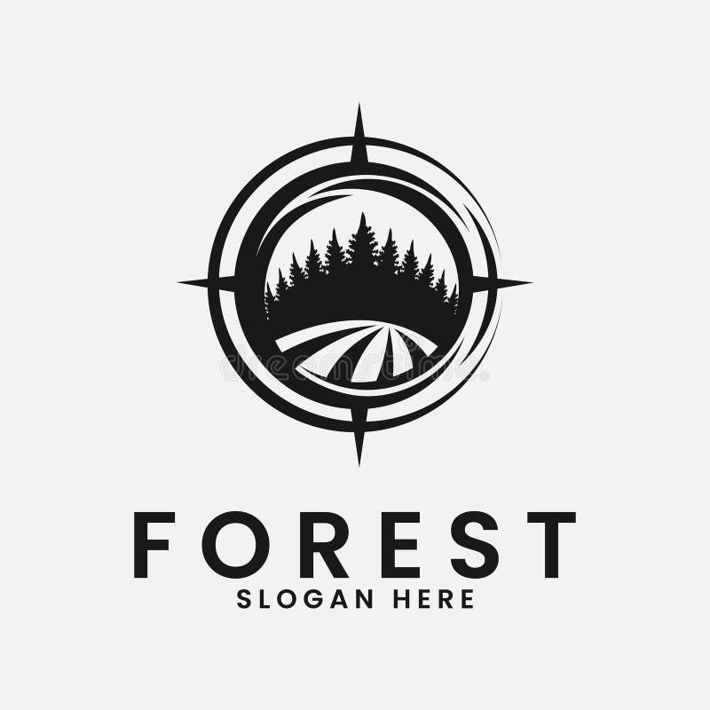 Forest Logo Design Inspiration with Compass Illustration Stock Vector ...