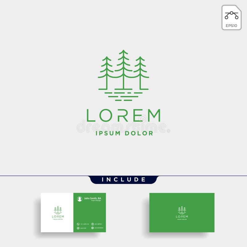 Forest Logo Vector Line Design Landscape Symbol Stock Vector ...