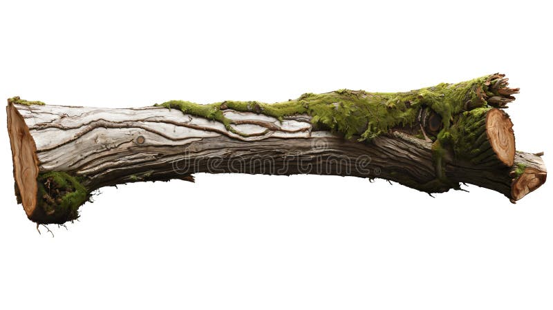 Forest Long Dead Tree Log Covered in Moss Isolated on Transparent ...