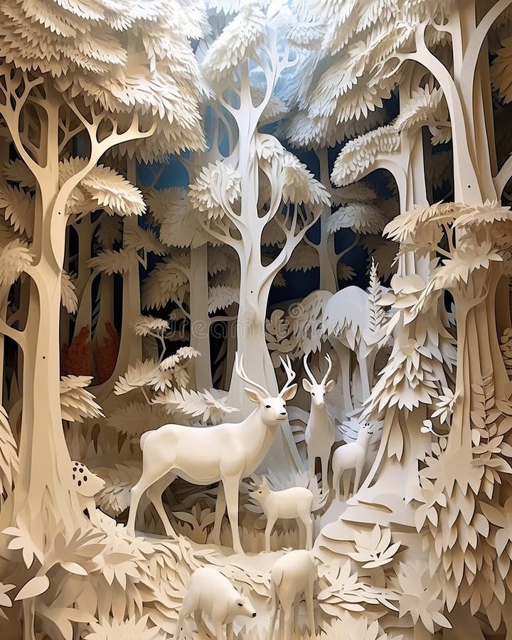 Forest Made Entirely Out of Layered Paper Stock Illustration ...