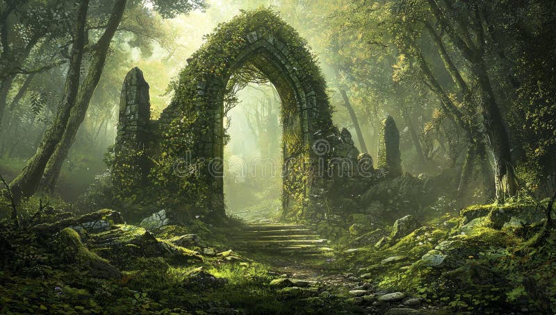 In the Forest, a Magical Portal Made from Tree Branches Stock ...