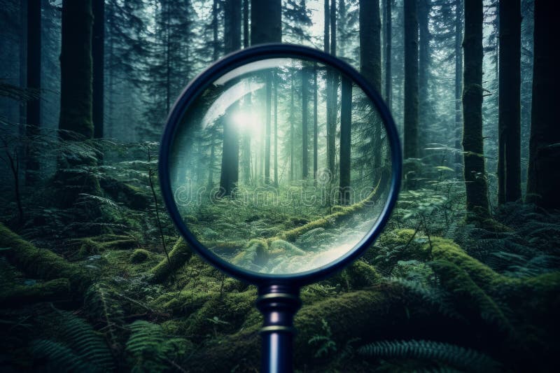 Forest Magnifying Glass. Generate Ai Stock Illustration - Illustration ...