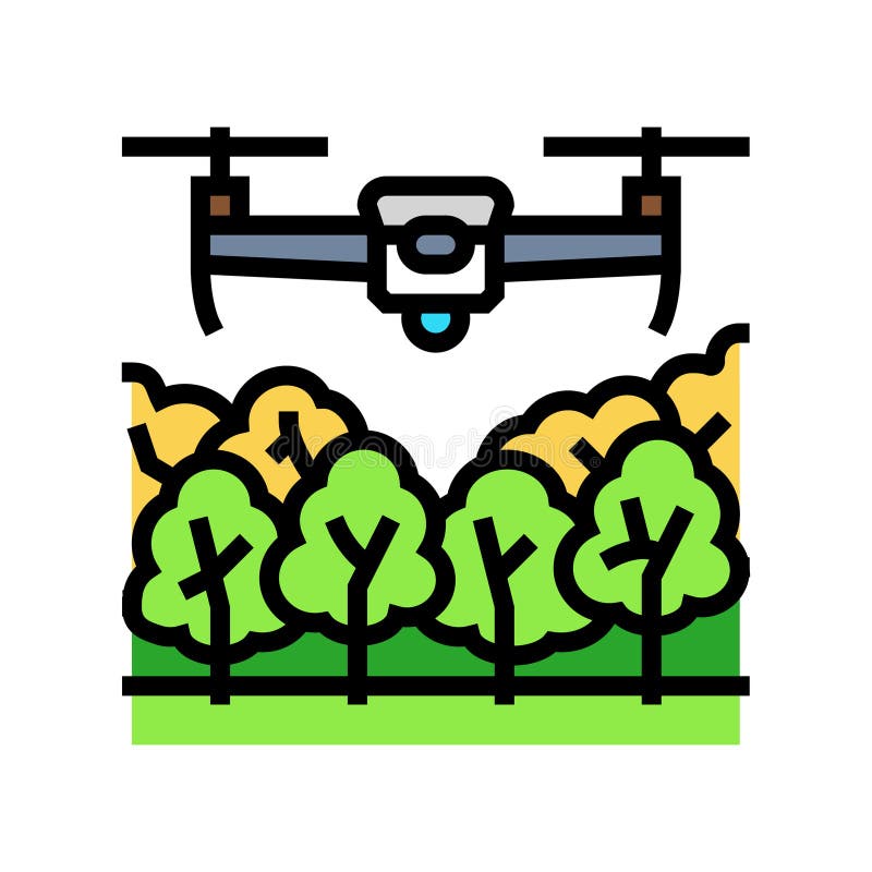 Forest Management Drone Color Icon Vector Illustration Stock Vector ...