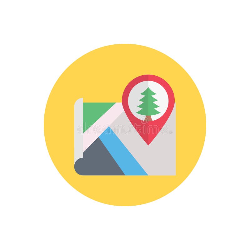 Forest map flat color icon stock vector. Illustration of direction ...
