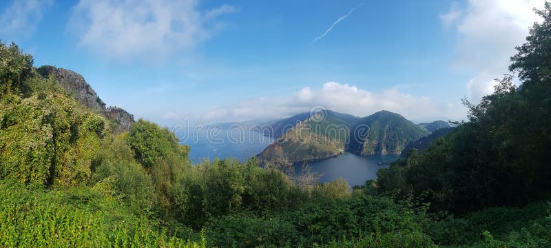 The forest meets the sea stock photo. Image of weather - 180909736