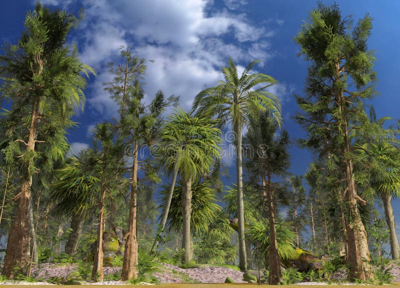 Forest of the Mesozoic Era 3D Illustration Stock Illustration ...