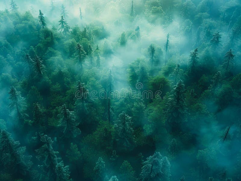 A Forest with Mist and Trees Stock Photo - Image of lush, underwater ...