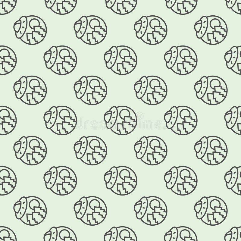 Forest and Moon with Alien Ship Line Seamless Pattern, Cosmos Theme ...