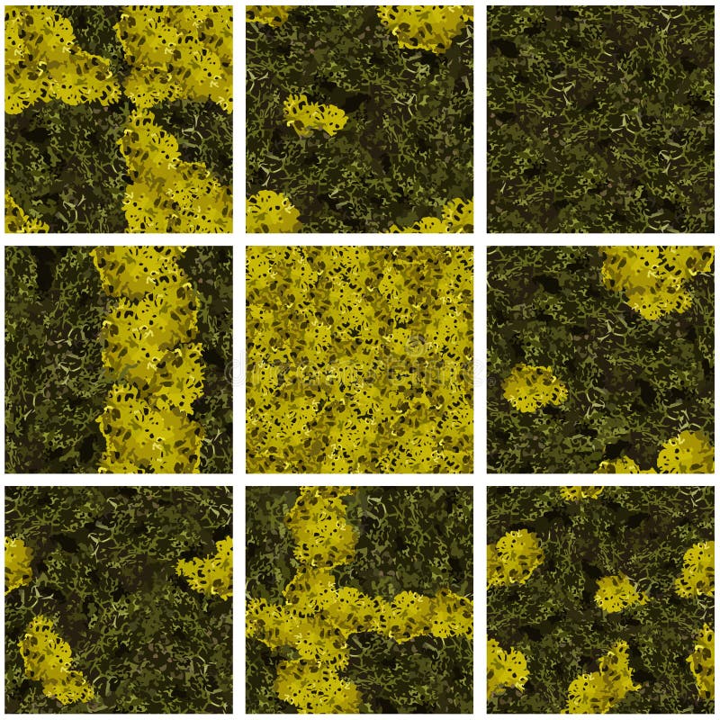 Forest Moss Texture Seamless Pattern Set. Soft Dust Green Color Nature ...