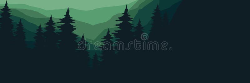 Forest at Mountain Cliff Flat Design Vector Banner Stock Vector ...
