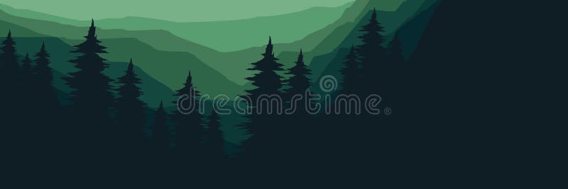 Forest at Mountain Cliff Flat Design Vector Banner Stock Vector ...