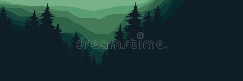 Forest at Mountain Cliff Flat Design Vector Banner Stock Vector ...
