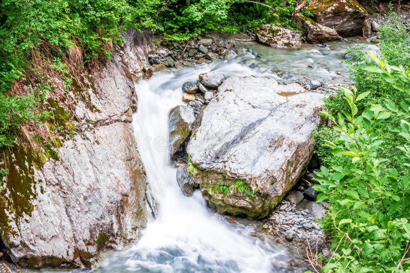 Forest Mountain River Running Over Rocks Stock Photo - Image of fresh ...