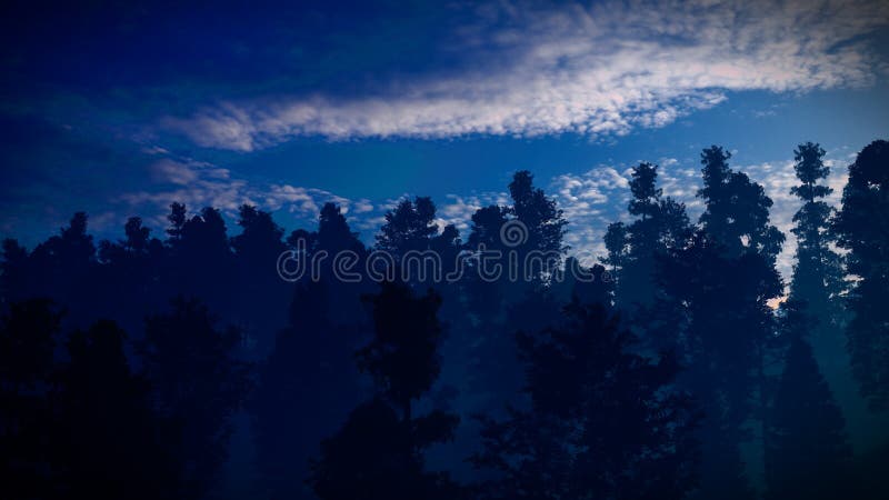 Forest in the Mountains at Dusk 3d Rendering Stock Photo - Image of ...