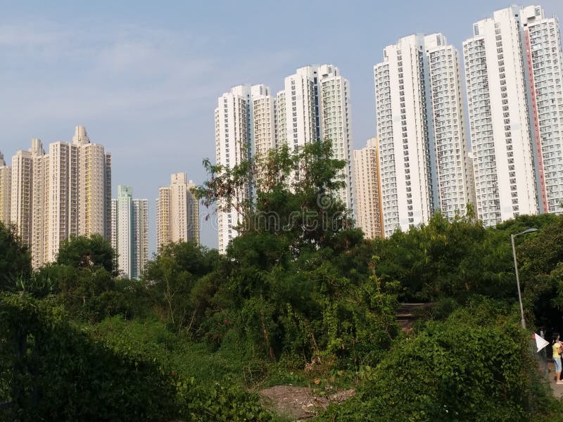Far and Near Buildings in Grey Scale Stock Image - Image of light ...