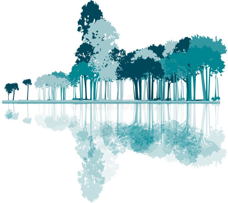 Forest on Neutral Background Stock Illustration - Illustration of ...