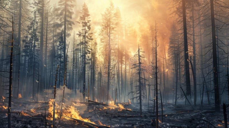 Forest Engulfed in Fire, Outdoors Stock Image - Image of crisis, earth ...