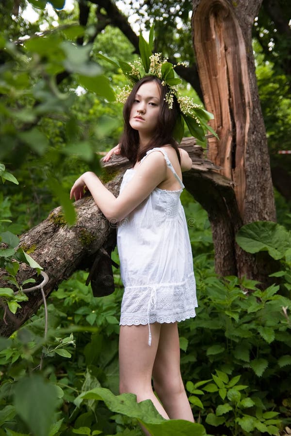 Forest nymph stock photo. Image of brunette, asian, beauty - 19244990