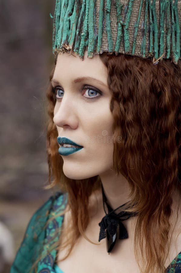 Forest Nymph in Green Dress Stock Photo - Image of wiccan, left: 37682124