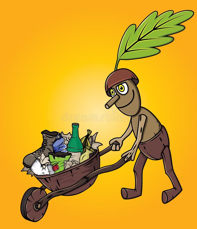 Forest Oak Man Cleaning Garbage Waste Trash Stock Illustration ...