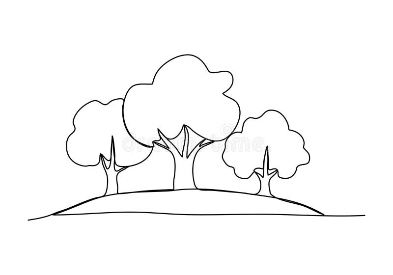 Forest, One Line Drawing Vector Illustration Stock Vector ...