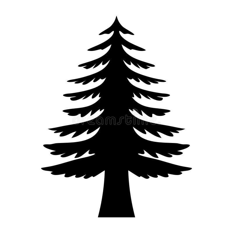 Forest Outline Single Pine Tree Silhouette Stock Vector - Illustration ...