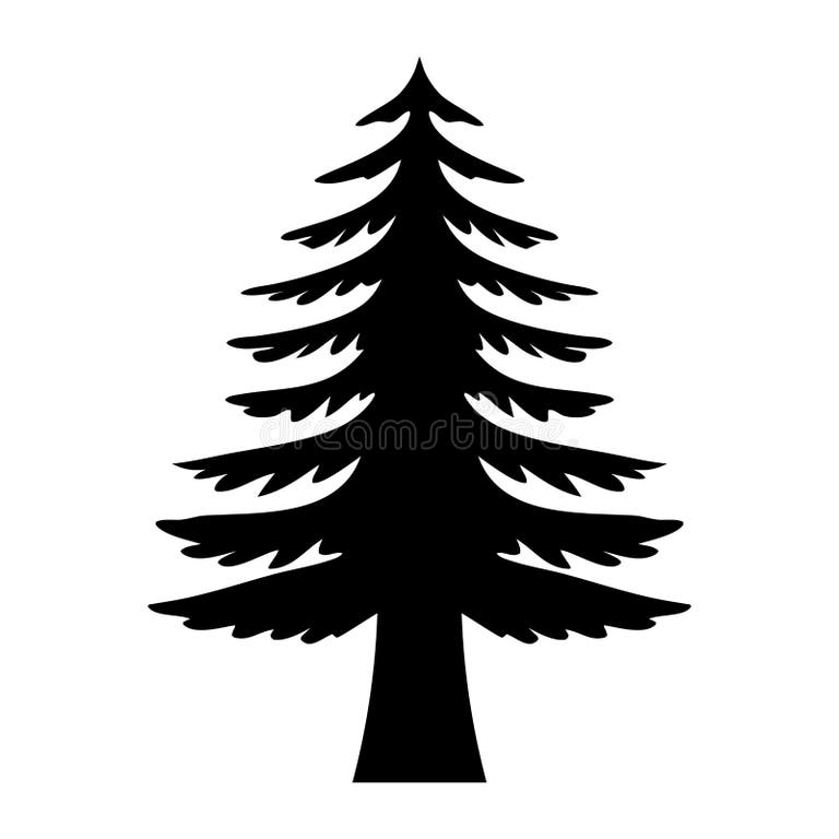 Forest Outline Single Pine Tree Silhouette Stock Illustration ...