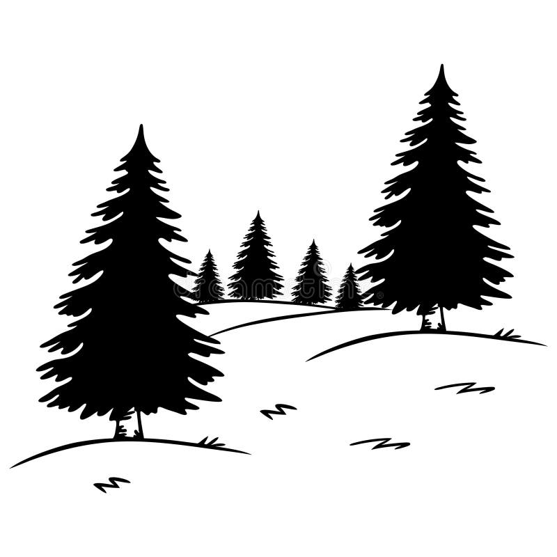 Forest Outline Pine Trees Minimalist Landscape Stock Illustration ...