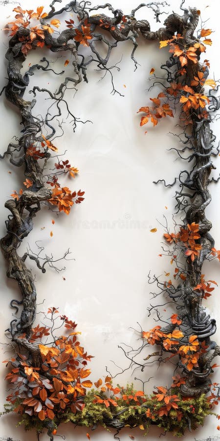 Forest Page Border Frame Made of Branches and Leaves Stock Illustration ...