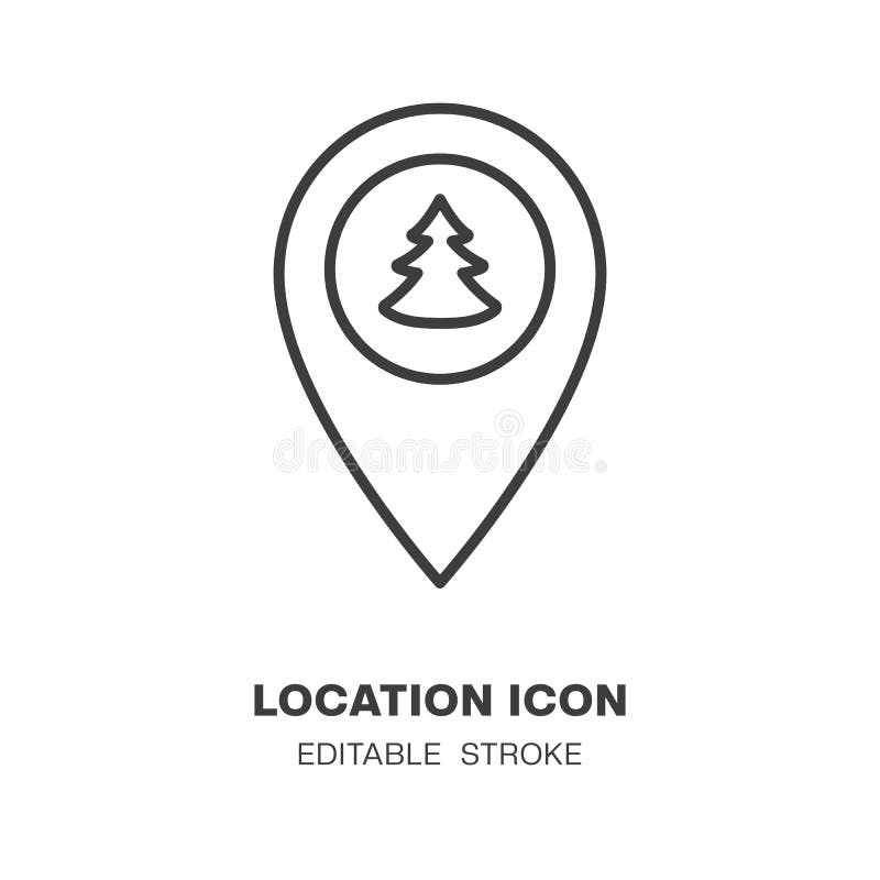 Forest, Park, Location Icon, Navigation Icon Line Art Design. Editable ...