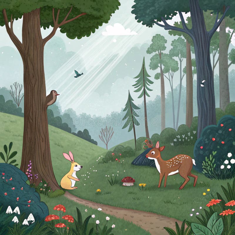 Forest Path, Animals, Sunshine Stock Photo - Image of calm, mammals ...