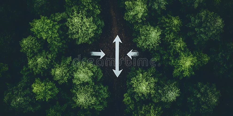 Forest path with arrows stock illustration. Illustration of landscape ...