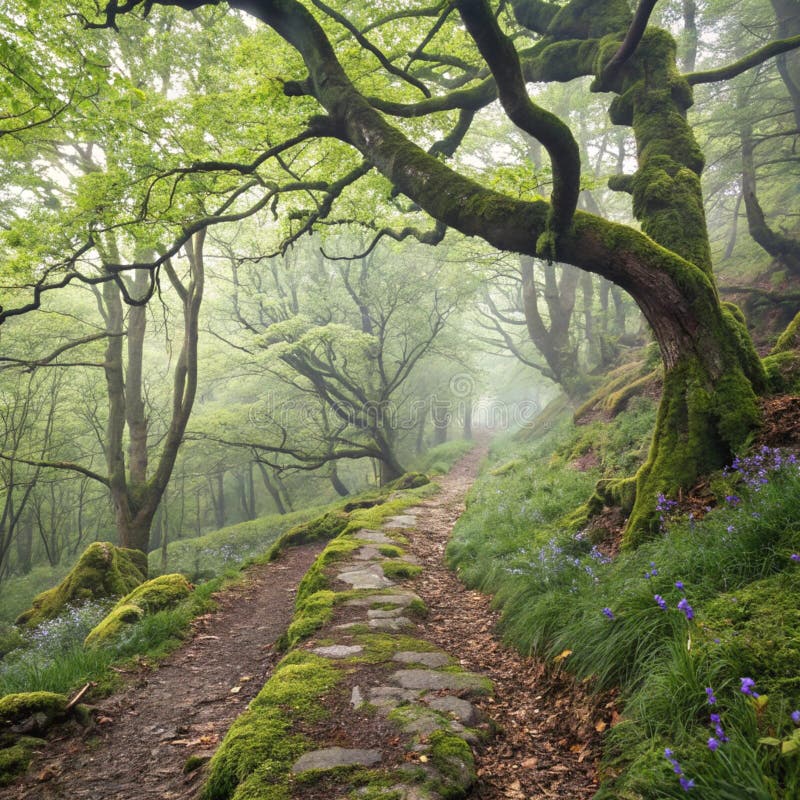 Forest Path through Deep Magic Forest Stock Illustration - Illustration ...