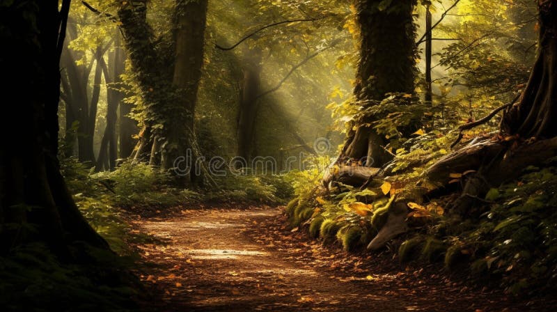"Captivating Forest Path in Autumn." Stock Illustration - Illustration ...