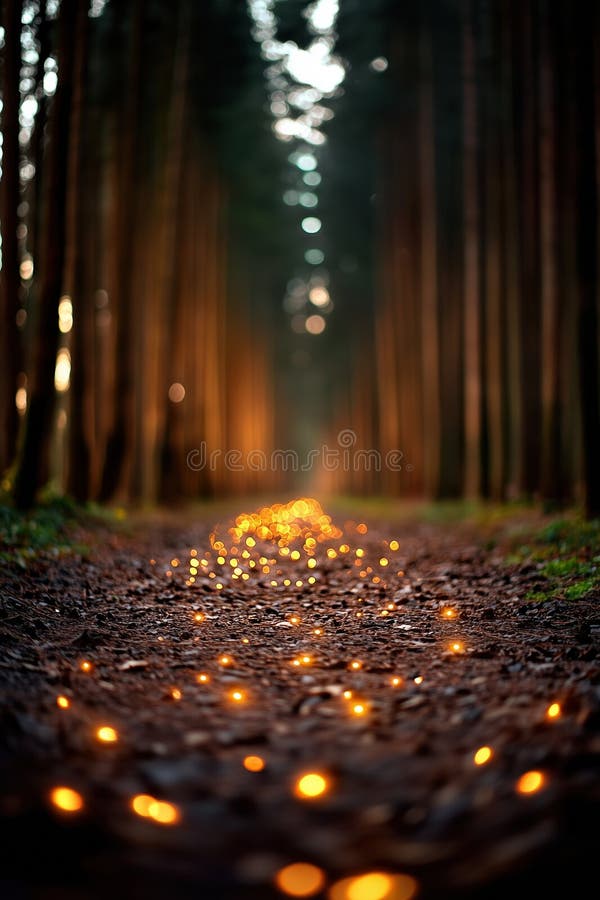 Forest Path Lights Bokeh Nature Photography Stock Illustration ...