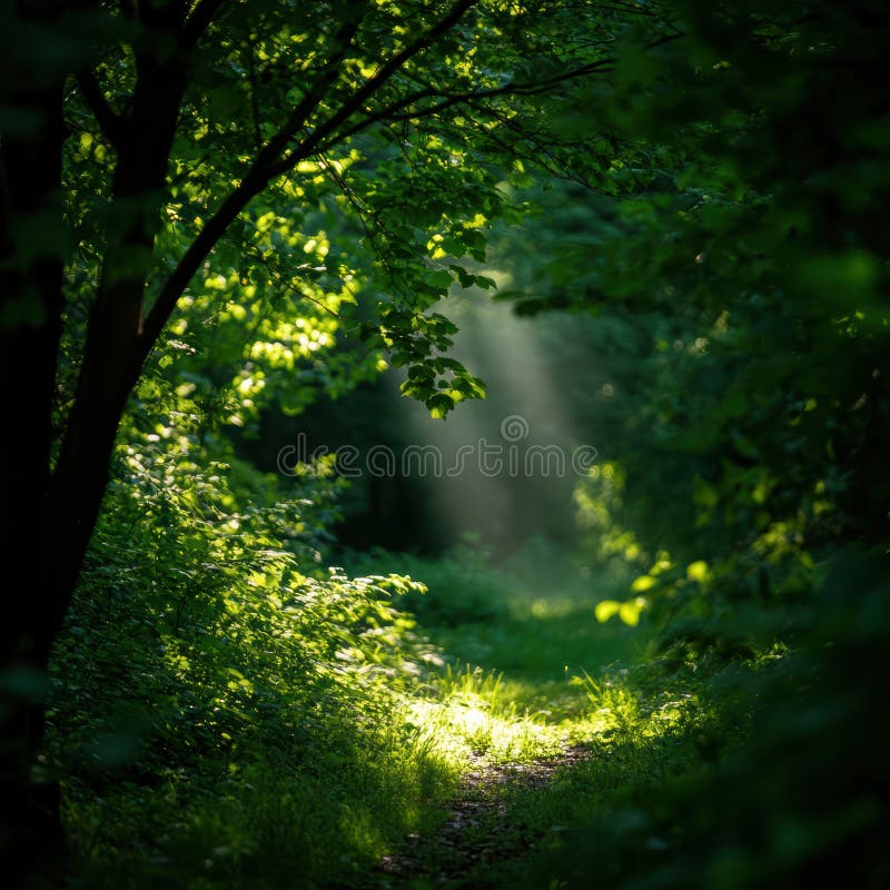 A Forest Path is Lit by the Sun, Creating a Peaceful and Serene ...