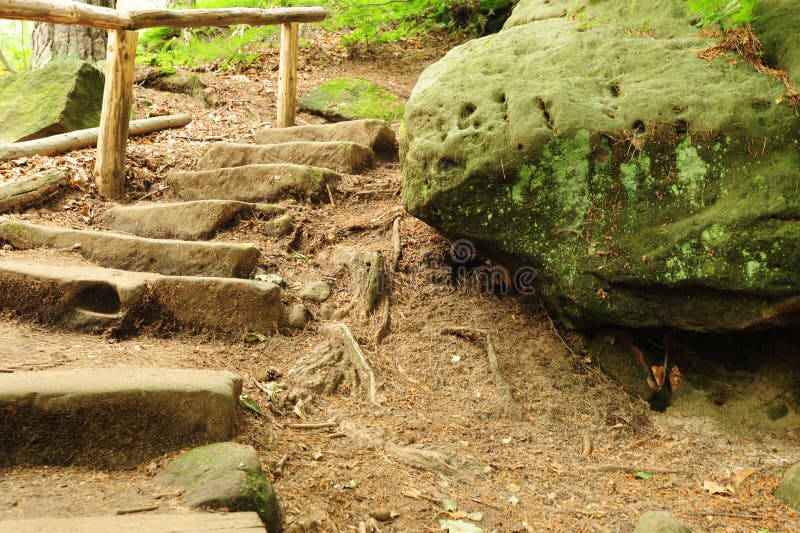 Forest Path through the Rocks Stock Photo - Image of wallpaper, nature ...