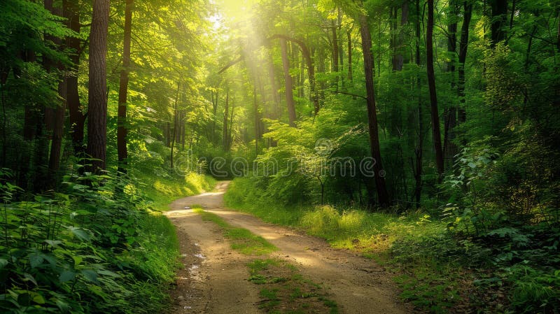 A Forest Path with a Road Running through it Stock Photo - Image of ...