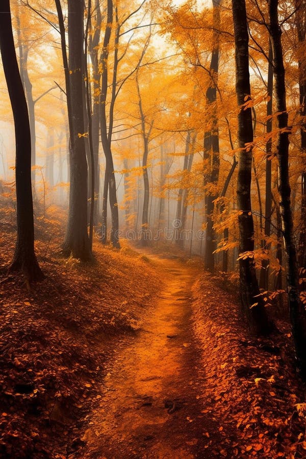 Forest Path with Strange Fog Stock Illustration - Illustration of ...