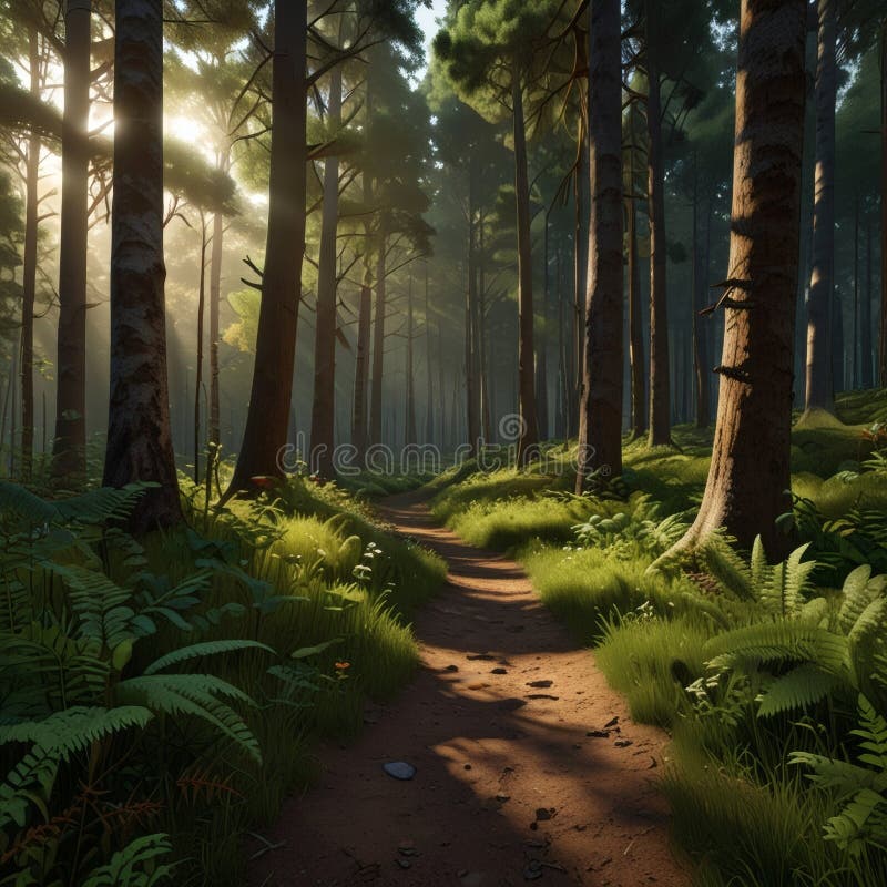 A Forest Path Stretching Ahead, Inviting Peaceful Exploration. Stock ...