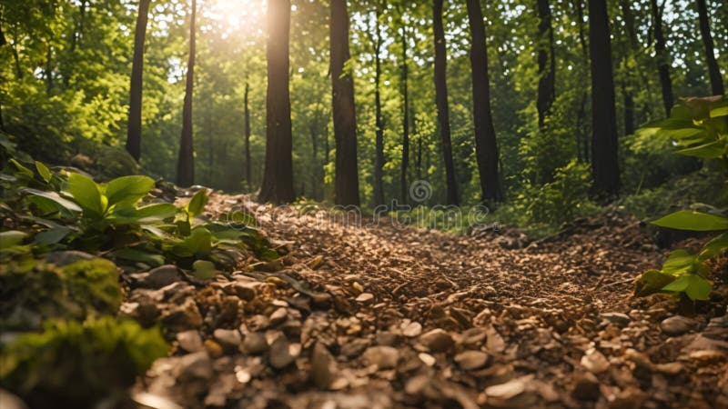 Forest Path Sunlight stock video. Video of forest, morning - 347141141