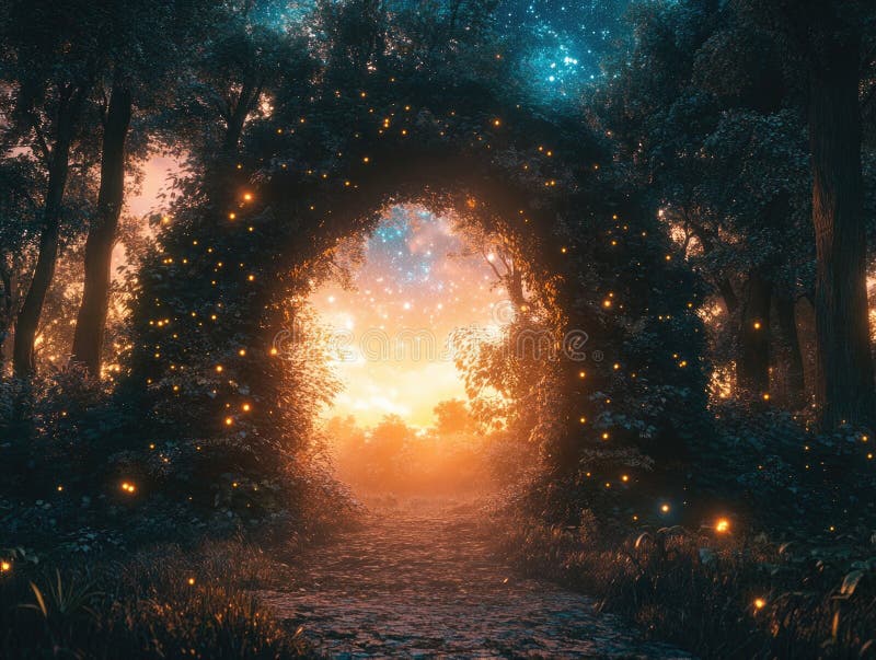 Forest Path Sunset stock image. Image of golden, landscape - 378010429