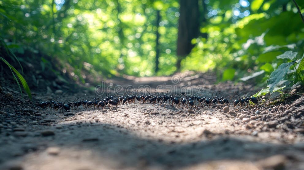 Ants on a Forest Path stock illustration. Illustration of brown - 367310529
