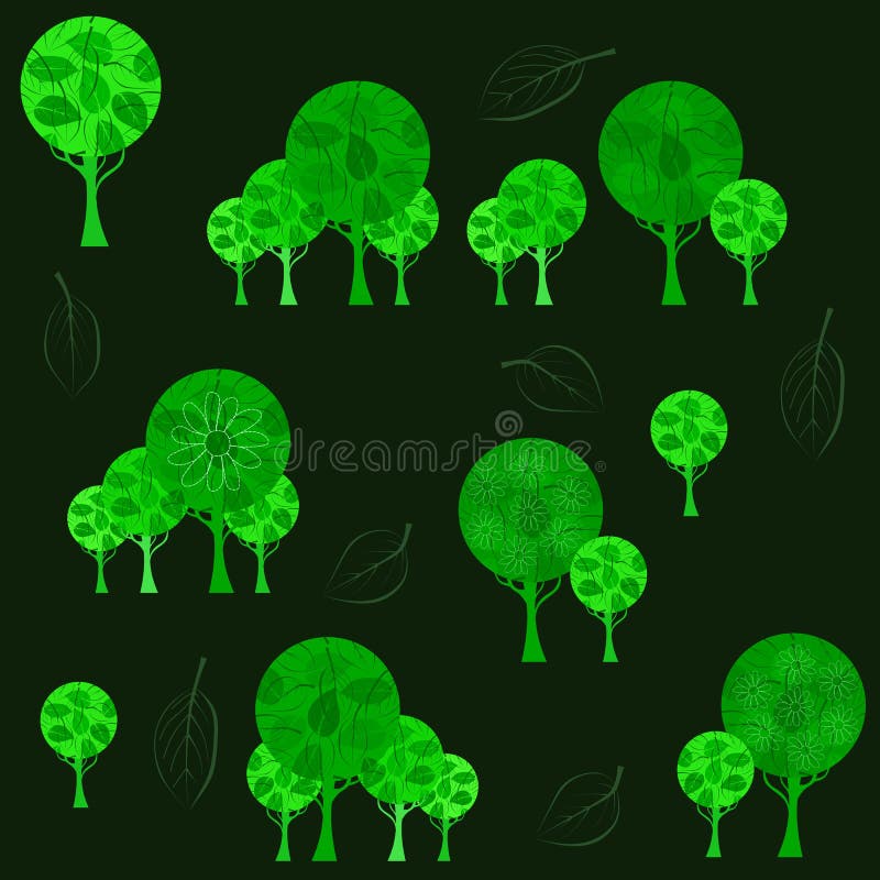 Forest Pattern with Bright Green Trees Stock Vector - Illustration of ...