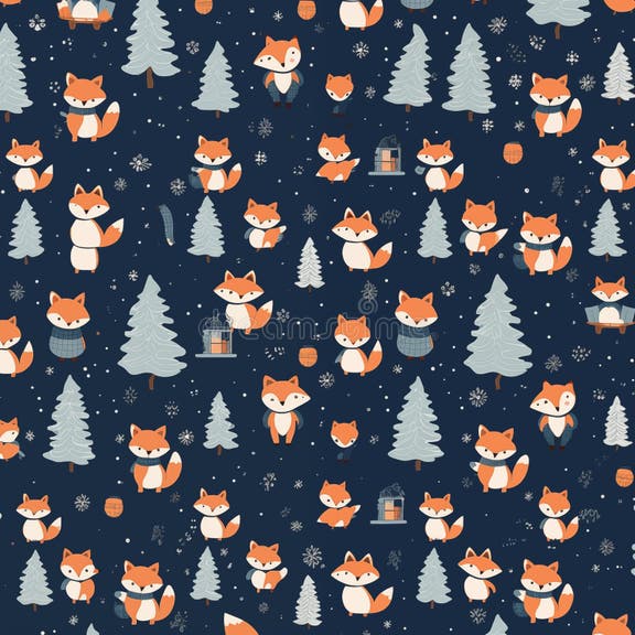Cute Forest Pattern Generative Ai Stock Illustration - Illustration of ...